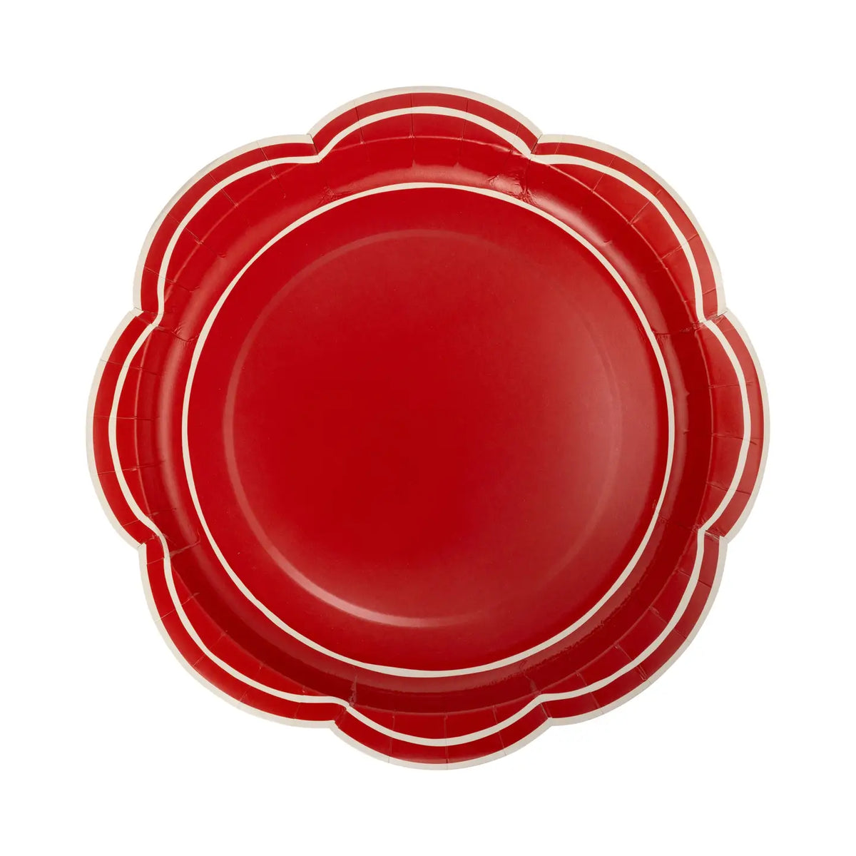 Red Scalloped Dinner Paper Plates – 11" Holiday Party Tableware (8 Pac ...