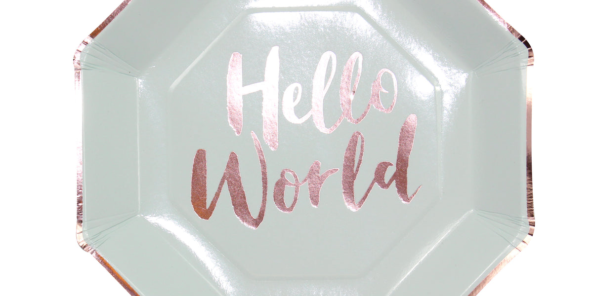 Hello World Baby Shower Party Plates for your Baby Shower Celebration ...