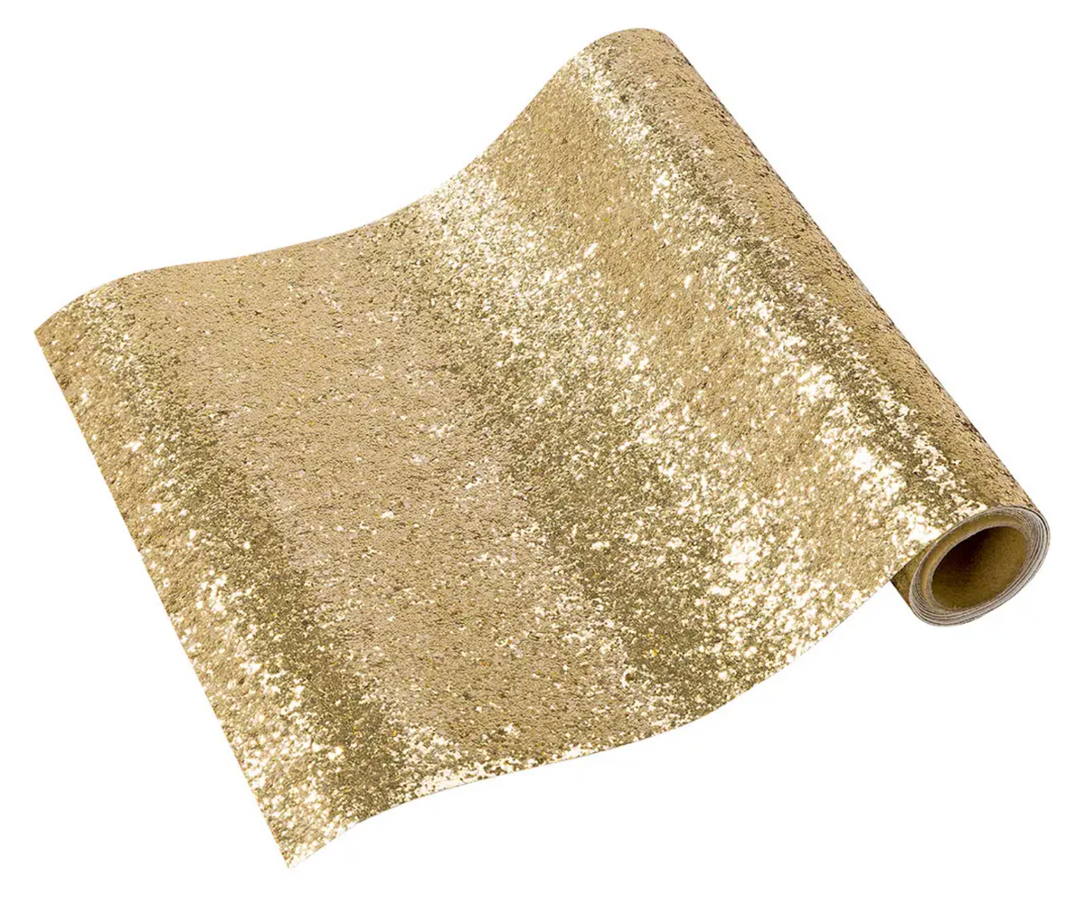 Gold Glitter Fabric 6ft.Table Runner — Sprinkles & Confetti | Party ...