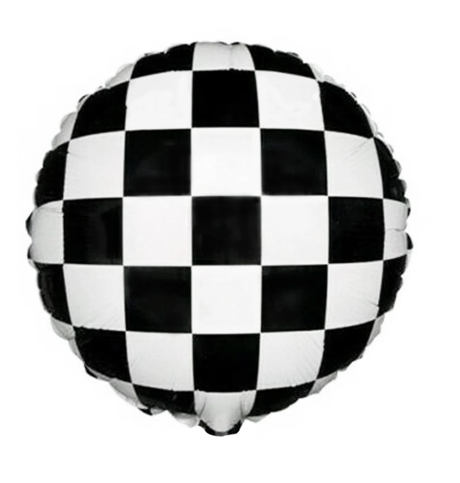 Checkerboard Round Mylar Balloon for Race Car Themed Birthday Party ...