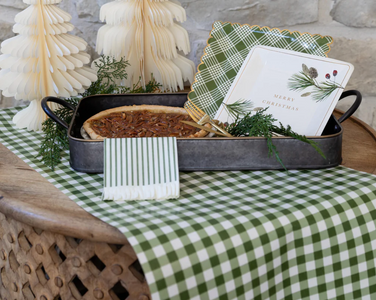 Christmas Green and Cream Gingham Paper Table Runner great for dinner ...