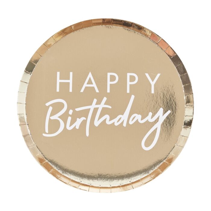 Metallic Gold Happy Birthday Party Plate great for Milestone Birthdays ...